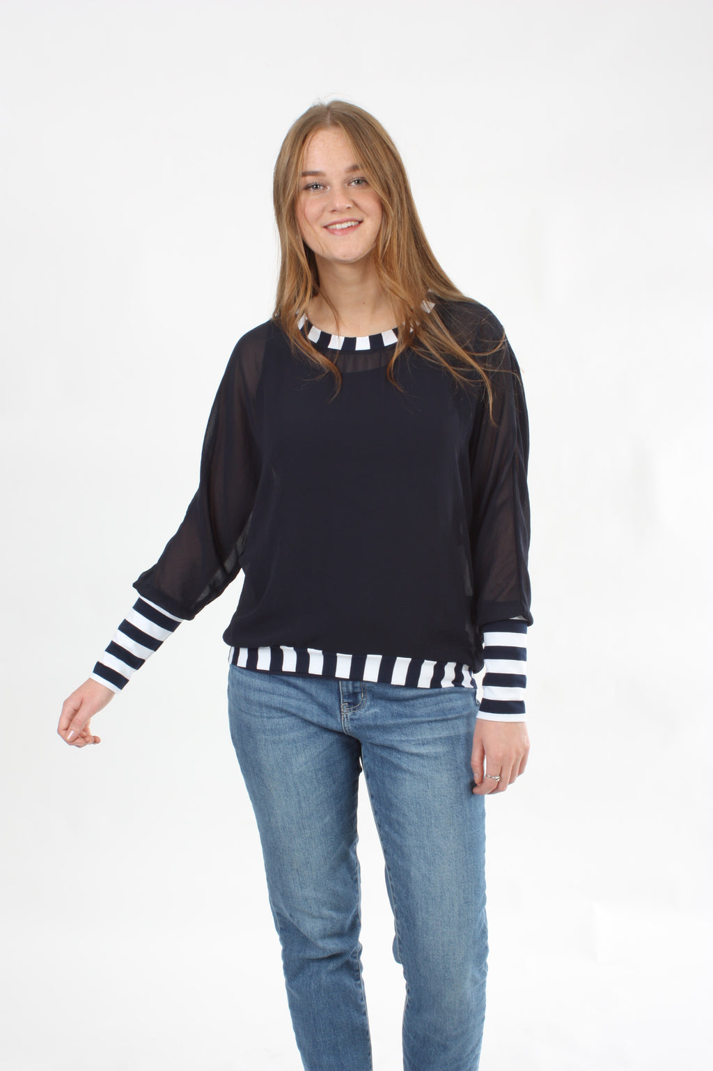Luna Top - Navy - Navy Stripe - Pre-Order – Wadzee Design