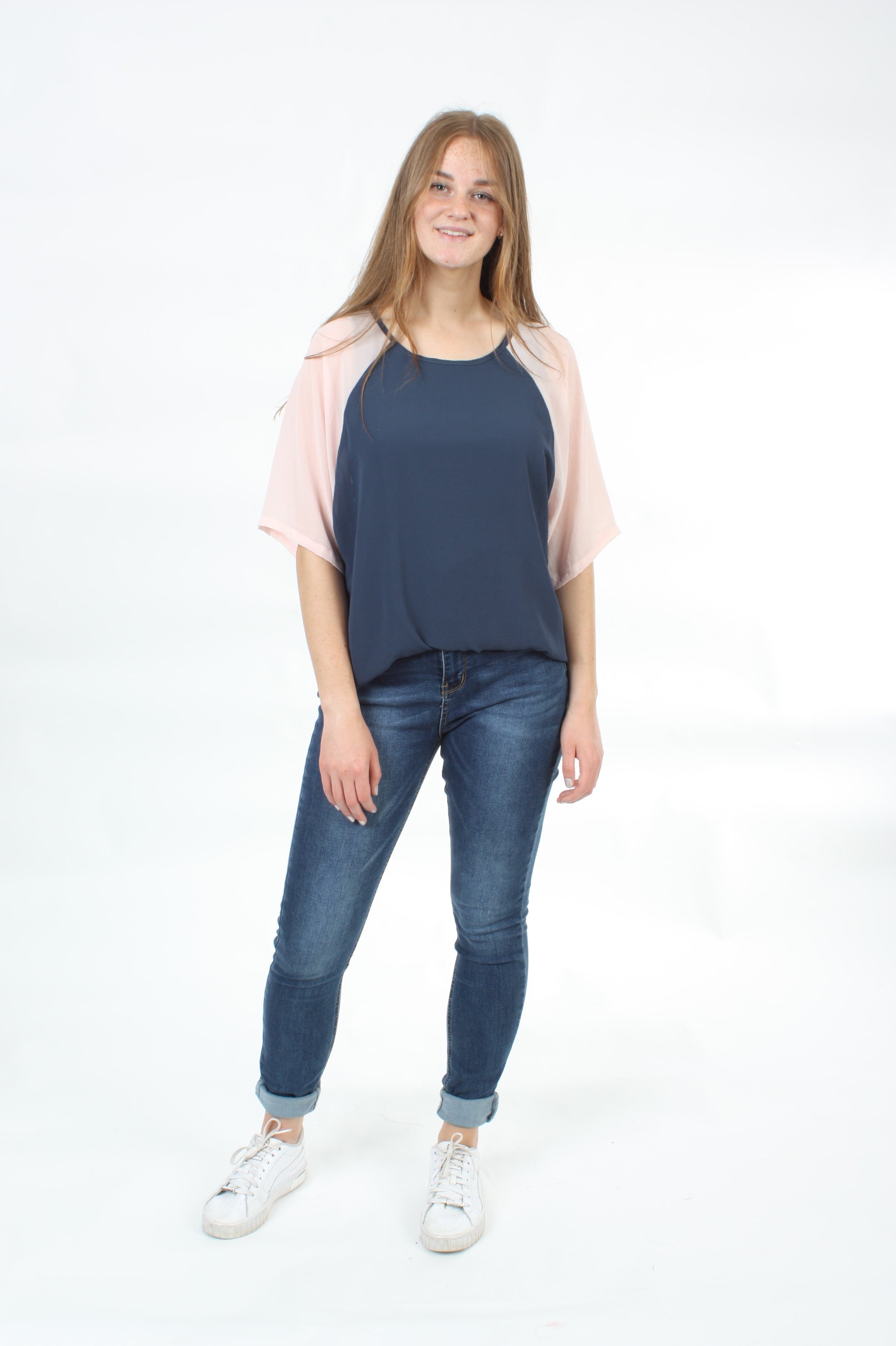 Kendra Top - Denim and Pink - Pre-Order – Wadzee Design