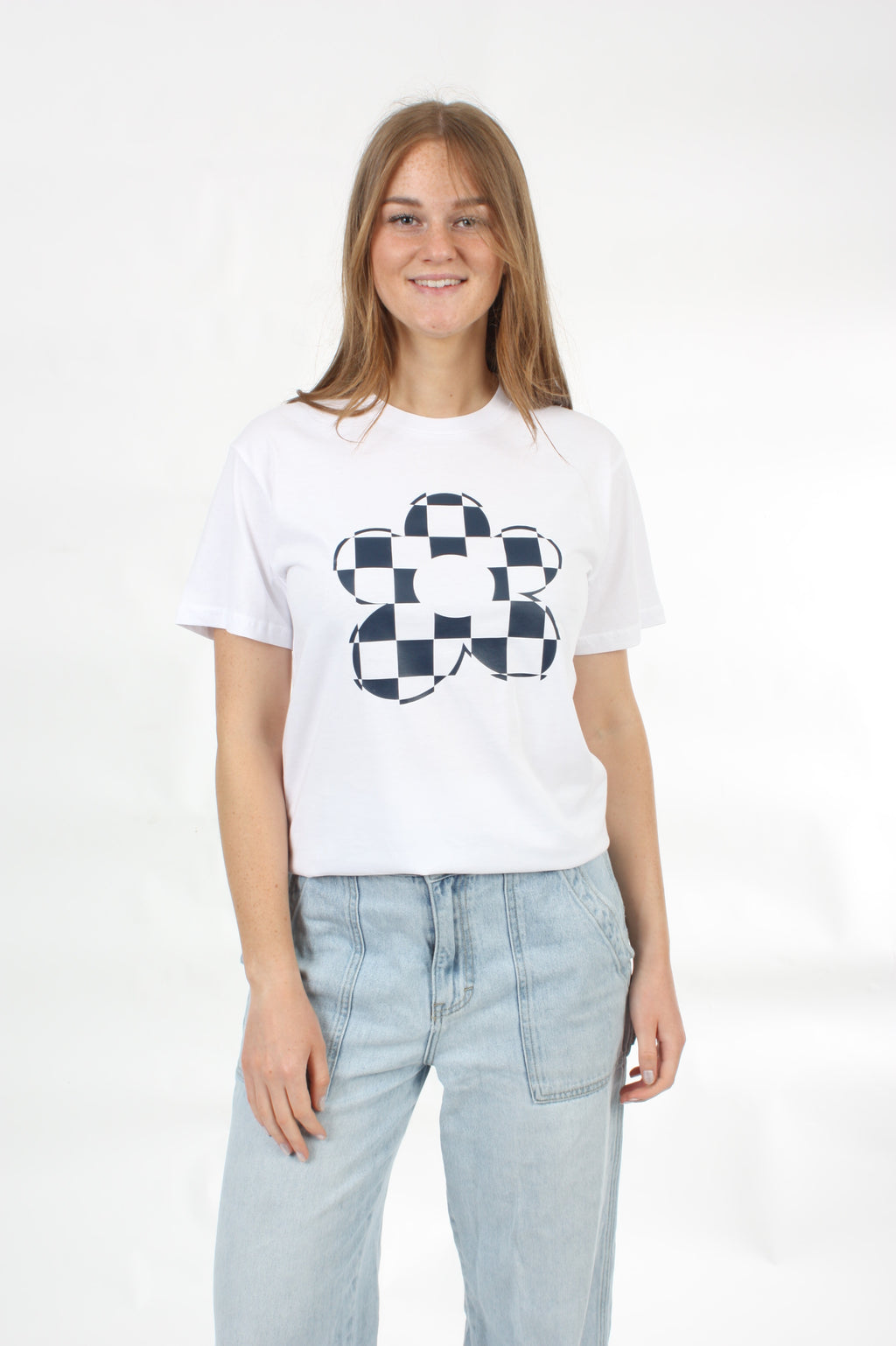 Tee Shirt - with Check Flower Print - Pre Order – Wadzee Design